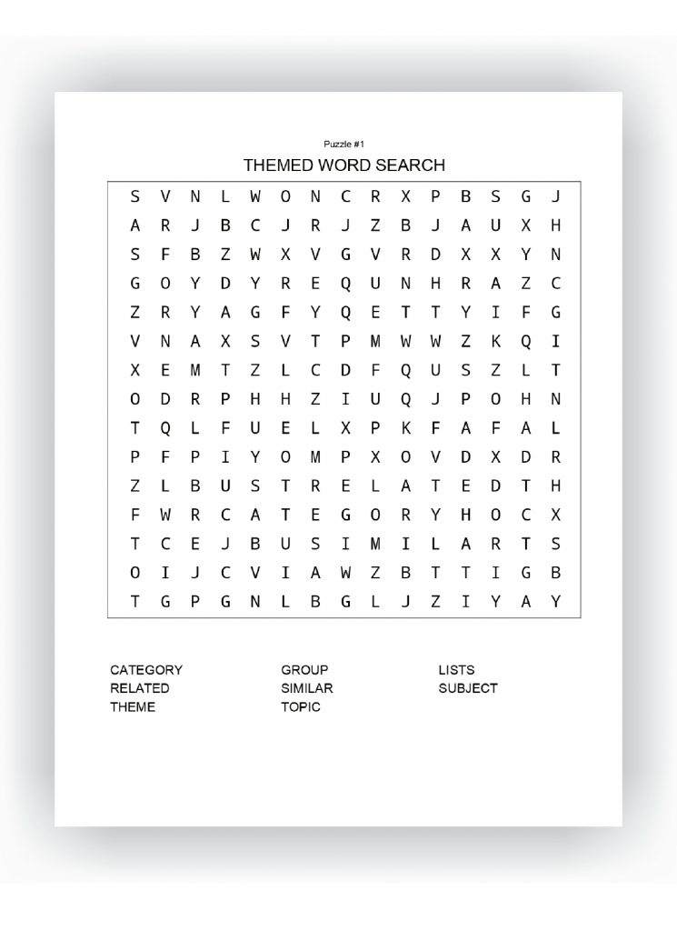 Word Lists by Theme for Word Search Puzzles | Activity Book Deluxe